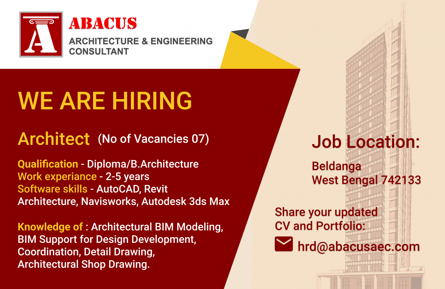 Abacus Architecture & Engineering Consultant Career Page